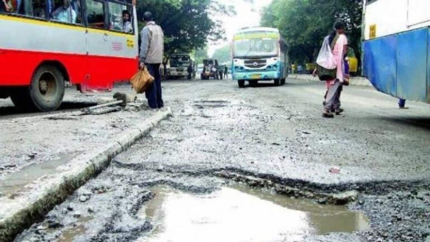 Watch: Bus full of kids falls into pothole in Bengaluru