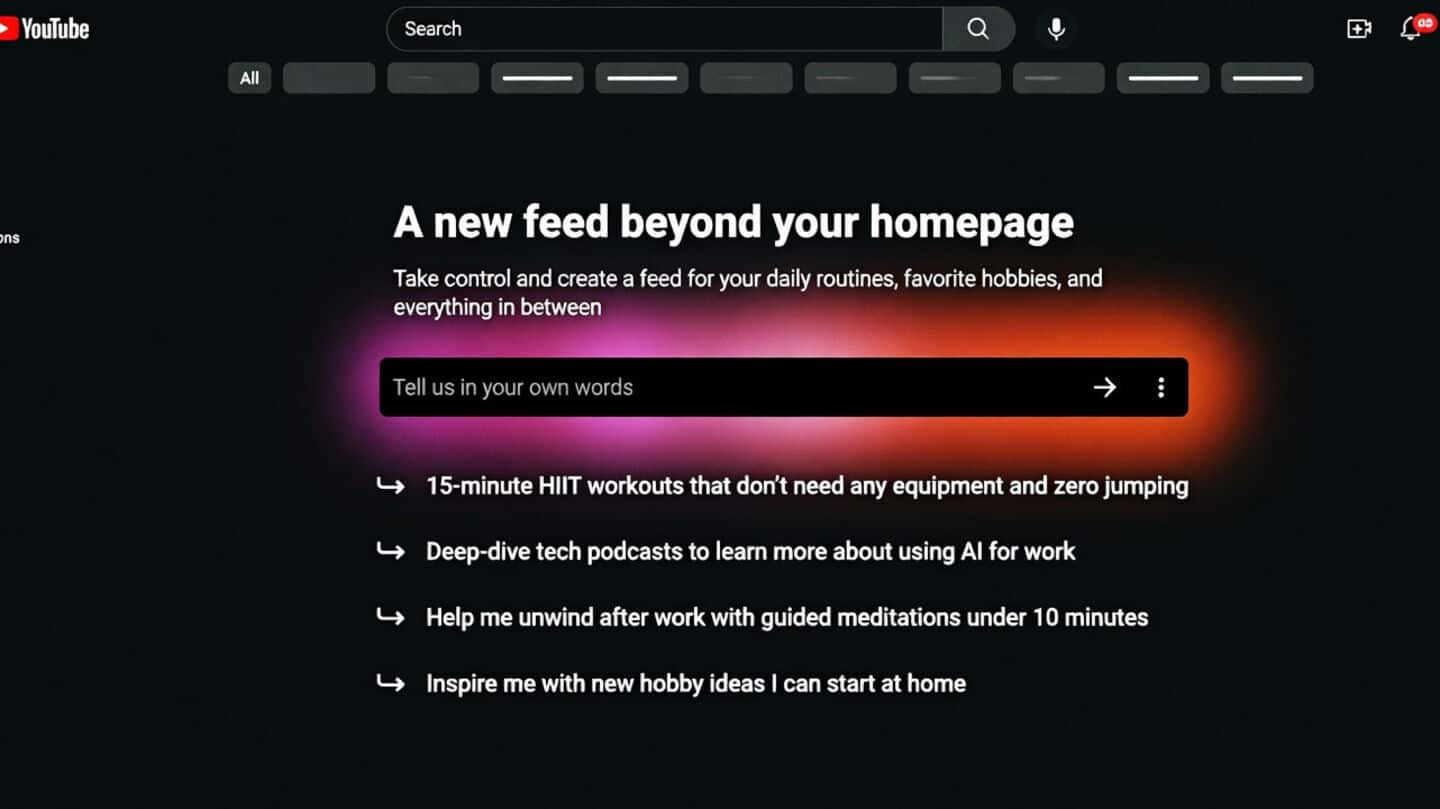 YouTube introduces 'custom feeds' to US signed-in users with watch-history
