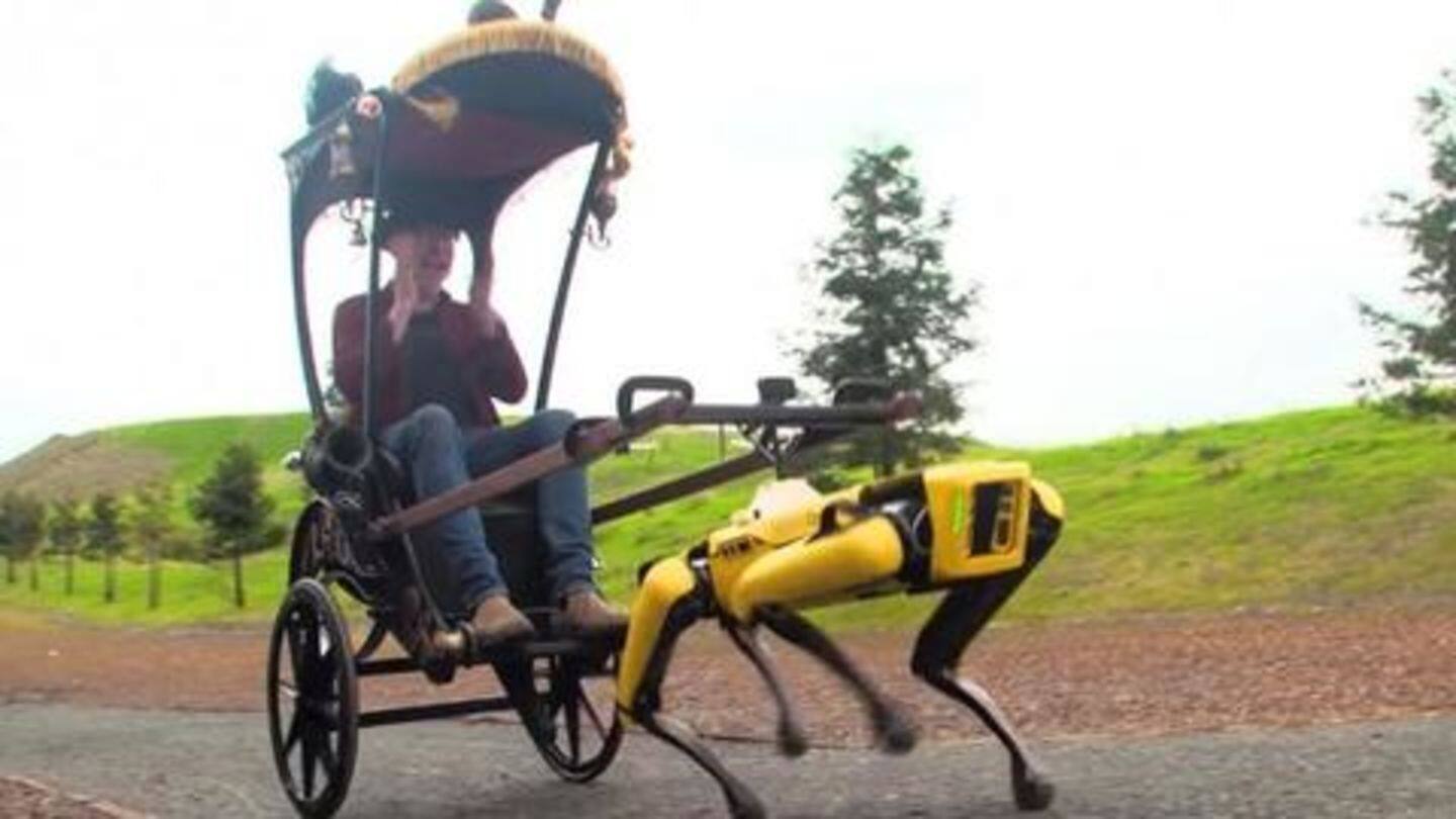 Boston Dynamics' robo-dog turns into a rickshaw puller | NewsBytes